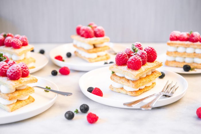 Raspberry Mille Feuille with Yoghurt Mousse - The Sweet Rebellion